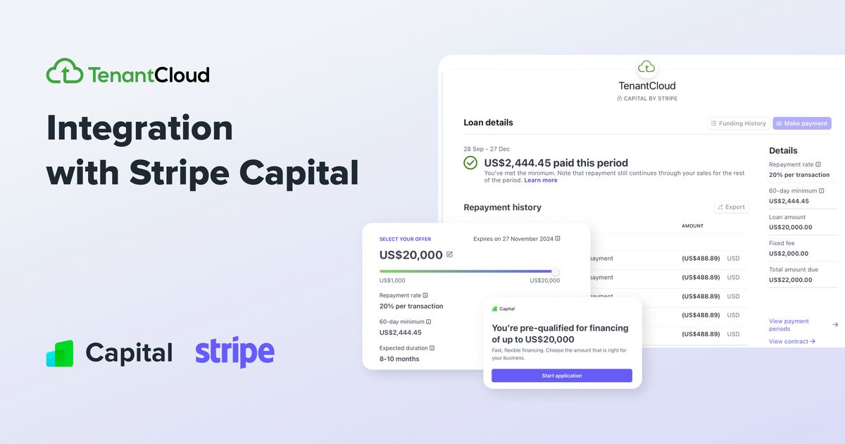 TenantCloud Integration with Stripe Capital